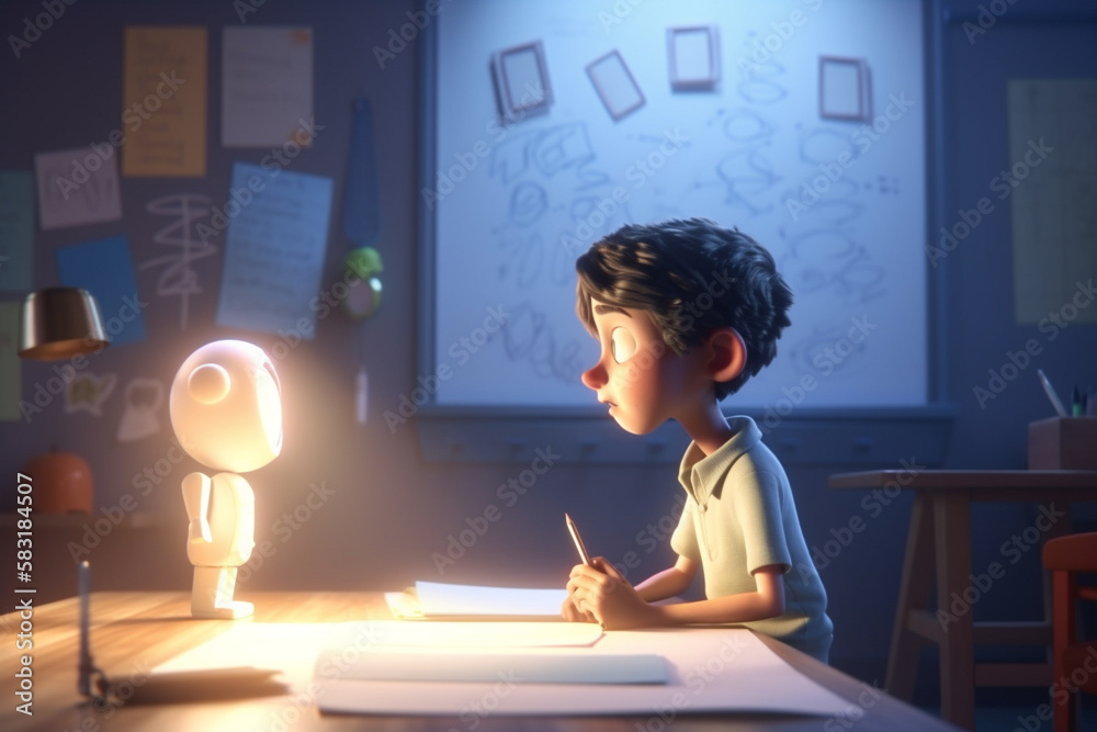 AI Chat Bot Helps Student with Homework. Tutoring with AI Chat Bot. AI ...