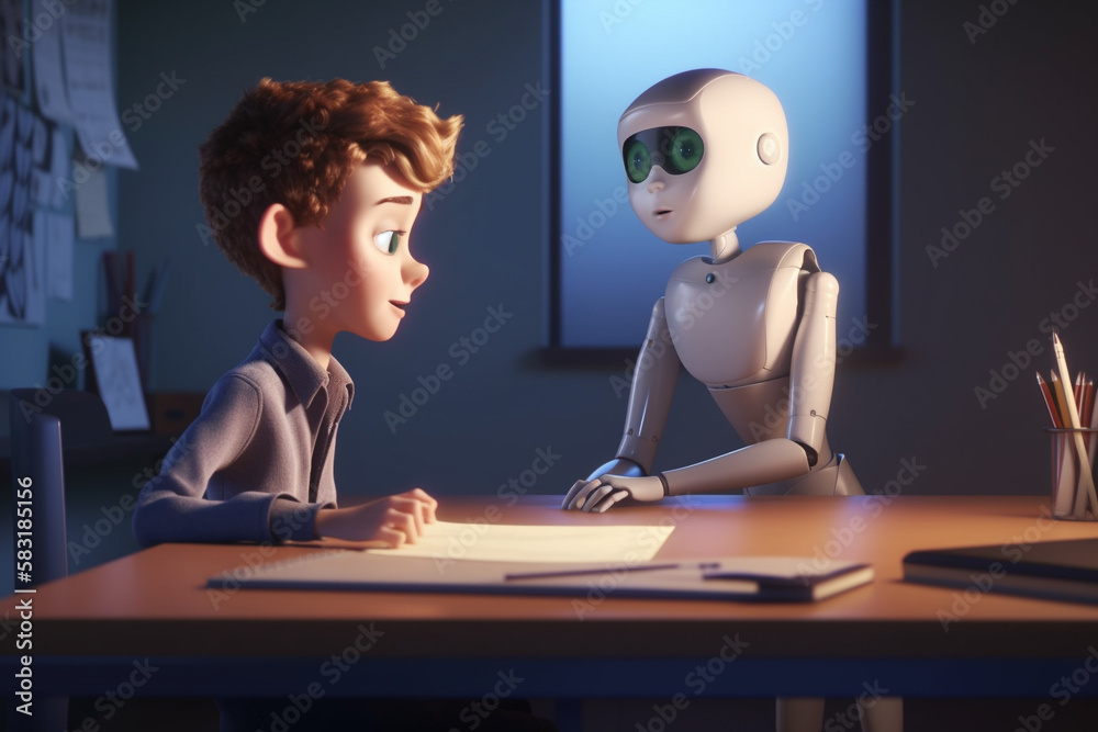 AI Chat Bot Helps Student with Homework. Tutoring with AI Chat Bot. AI ...