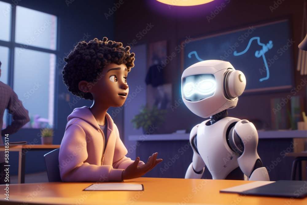 AI Chat Bot Helps Student with Homework. Tutoring with AI Chat Bot. AI ...