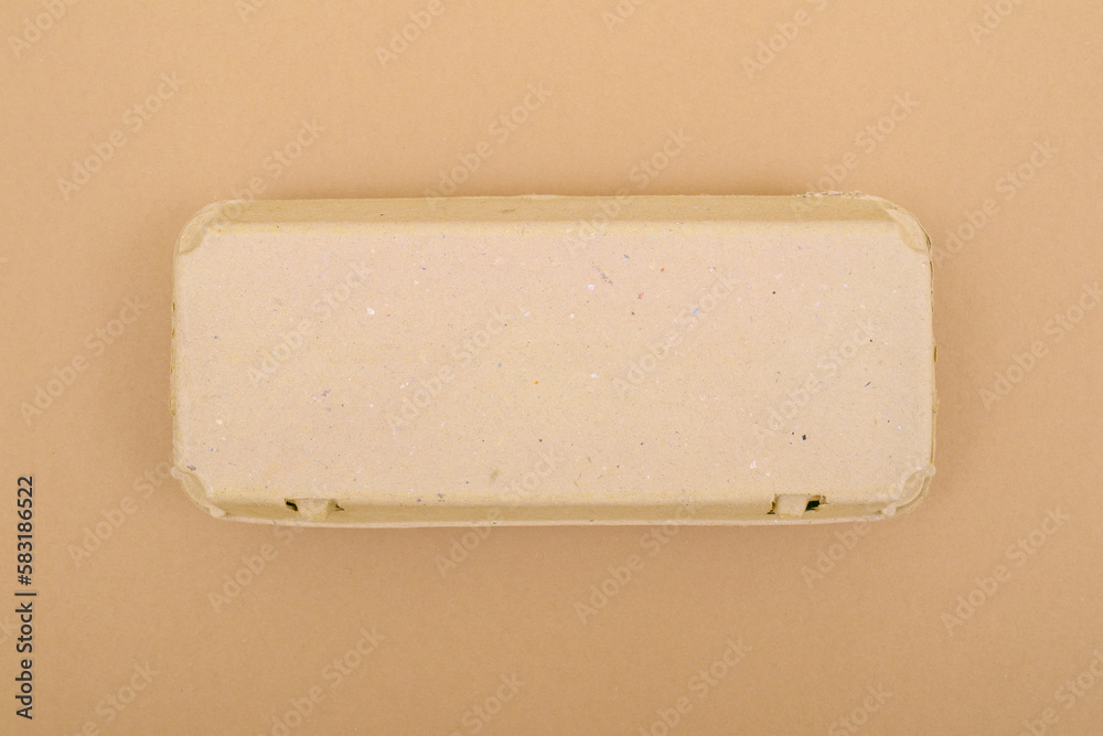 Closed egg box with ten eggs. Close carton pack or egg container top ...