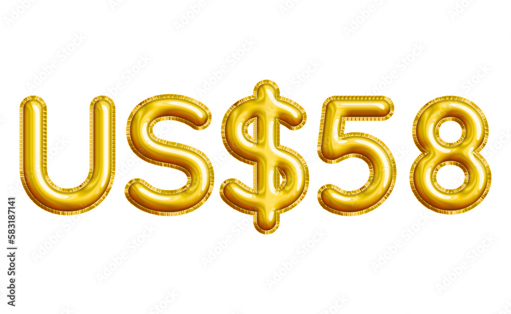 US$58 or Fifty-eight Dollar 3D Gold Balloon. You can use this asset for your content like as USD ...