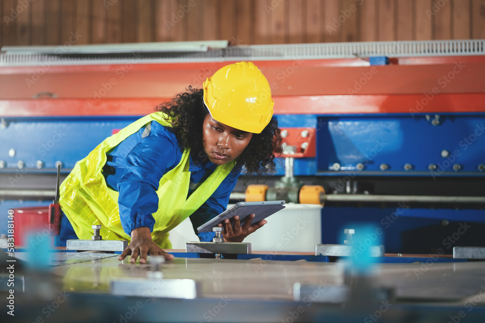 Professional african american female engineer industry worker wearing ...
