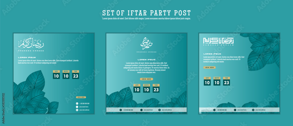 Set of Iftar Party invitation, Iftar mean is breakfasting. social media ...