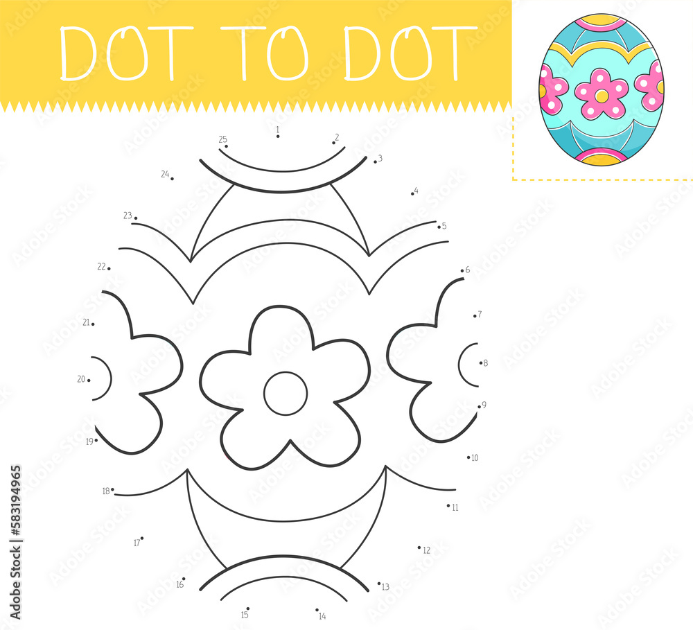 Dot to dot game coloring book with easter egg for kids. Coloring page ...