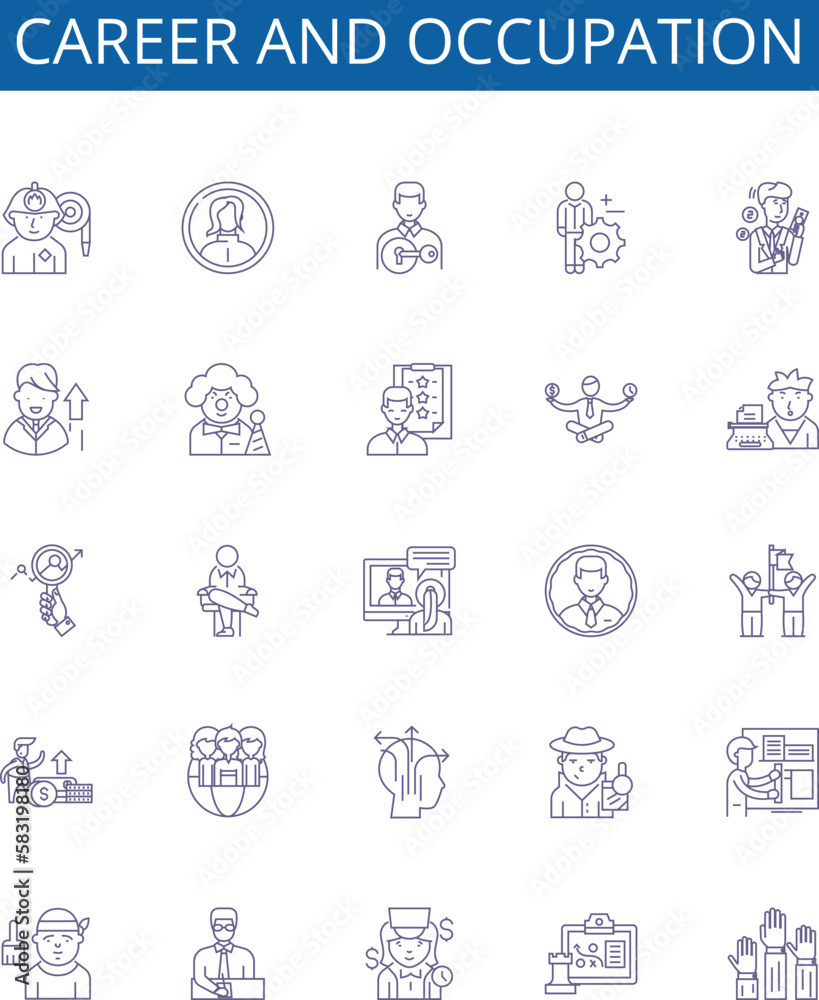 Career and occupation line icons signs set. Design collection of Job ...