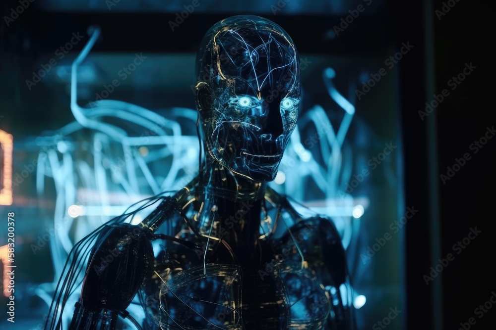 AI takes power and becomes alive, AI robot escapes, created with ...