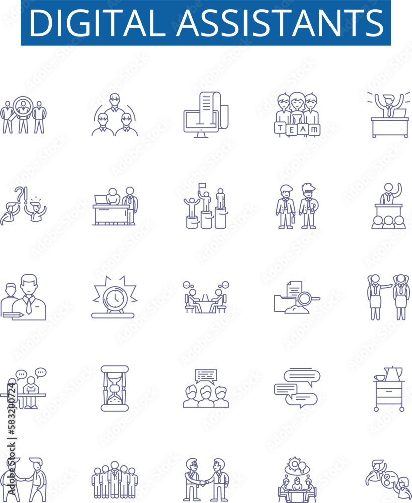 Digital assistants line icons signs set. Design collection of Virtual ... Digital assistants line icons signs set. Design collection of Virtual ...