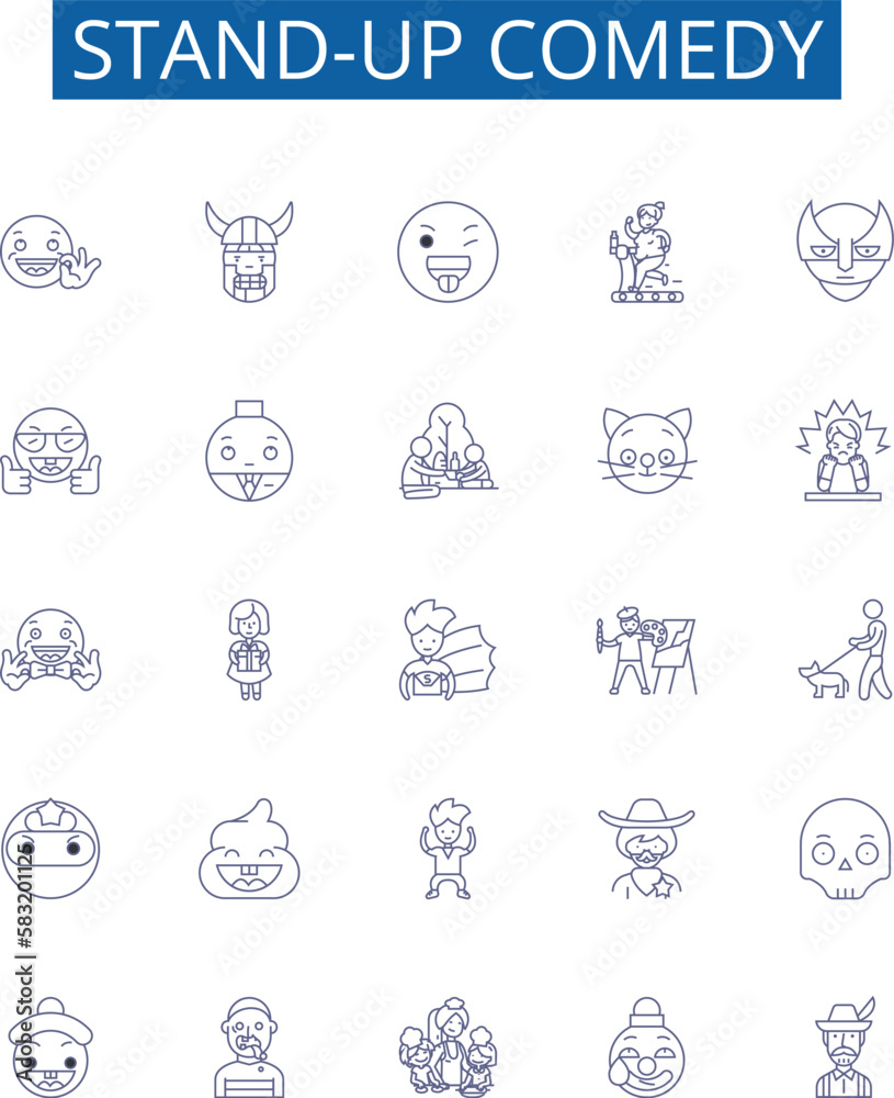Stand-up comedy line icons signs set. Design collection of Humor, Jokes ...