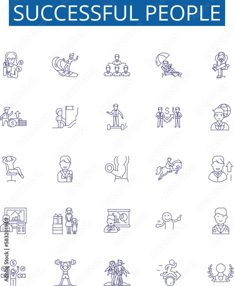 Successful people line icons signs set. Design collection of achievers ...