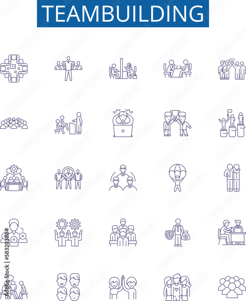 Teambuilding line icons signs set. Design collection of Teamwork ...