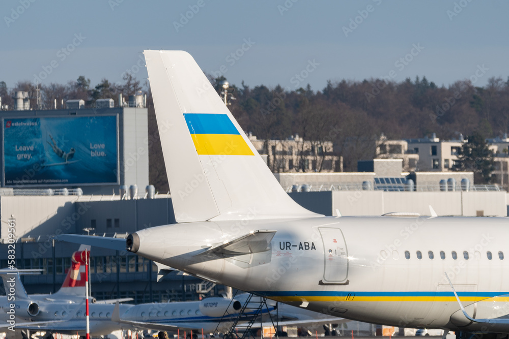 Ukraine government Airbus A319-115X-CJ jet in Zurich in Switzerland 19. ...