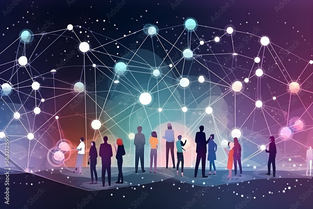 Connecting people on the internet, nodes transforming. Social network ...