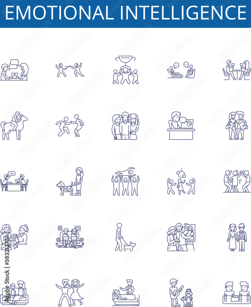 Emotional intelligence line icons signs set. Design collection of ...