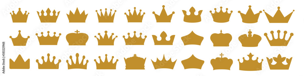 Crown icon set. Royal crown symbol collection. Collection of king and ...