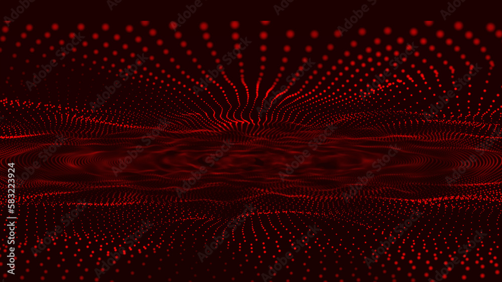 Trapcode Form Glowing Dots Background. Red dots particles wave pattern halftone gradient curve ...