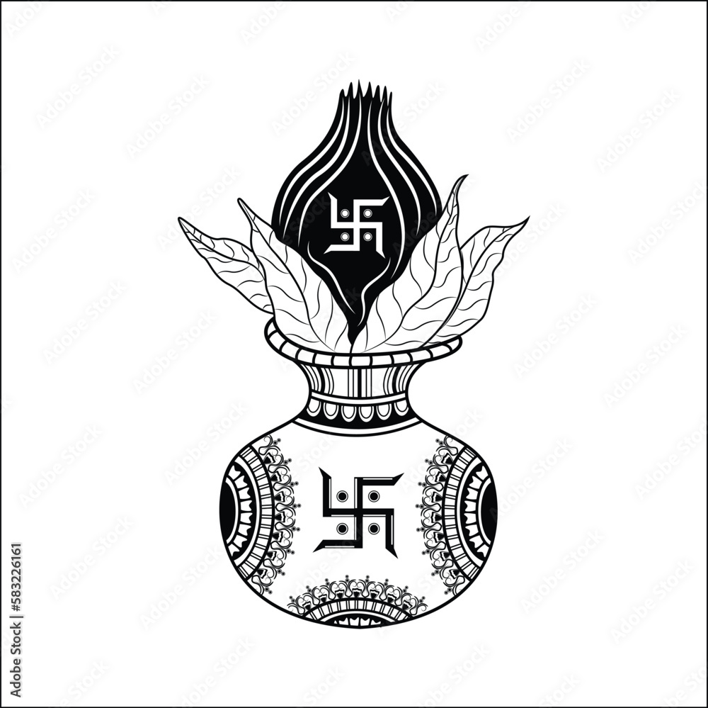 Indian wedding clip art Kalash on white background artistic marriage ...