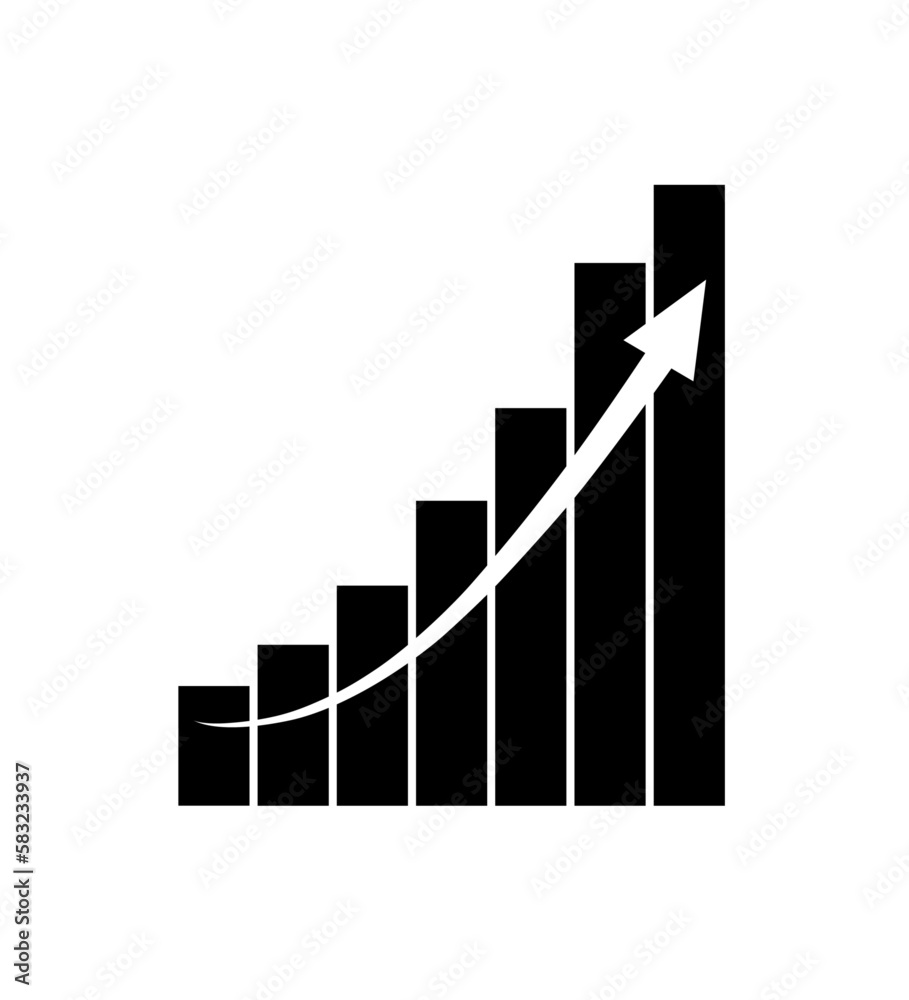 Chart graph. Black Icon graph growth with arrow isolated on background ...