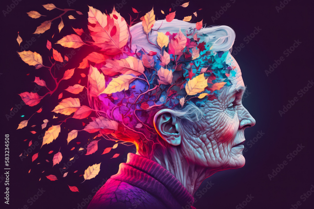 Concept of memory loss and dementia disease and alzheimer. Illustration ...