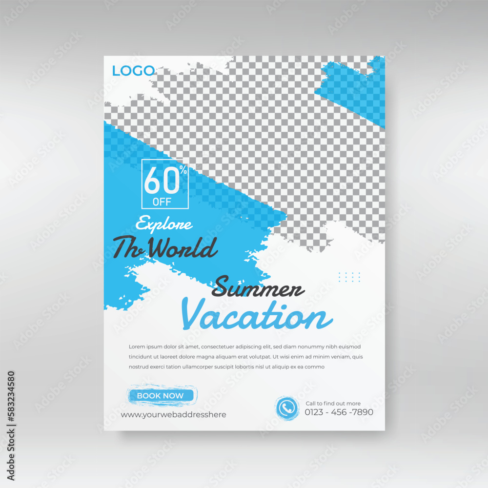 Travel flyer design for vacation tour agency. Summer travel and tourism ...
