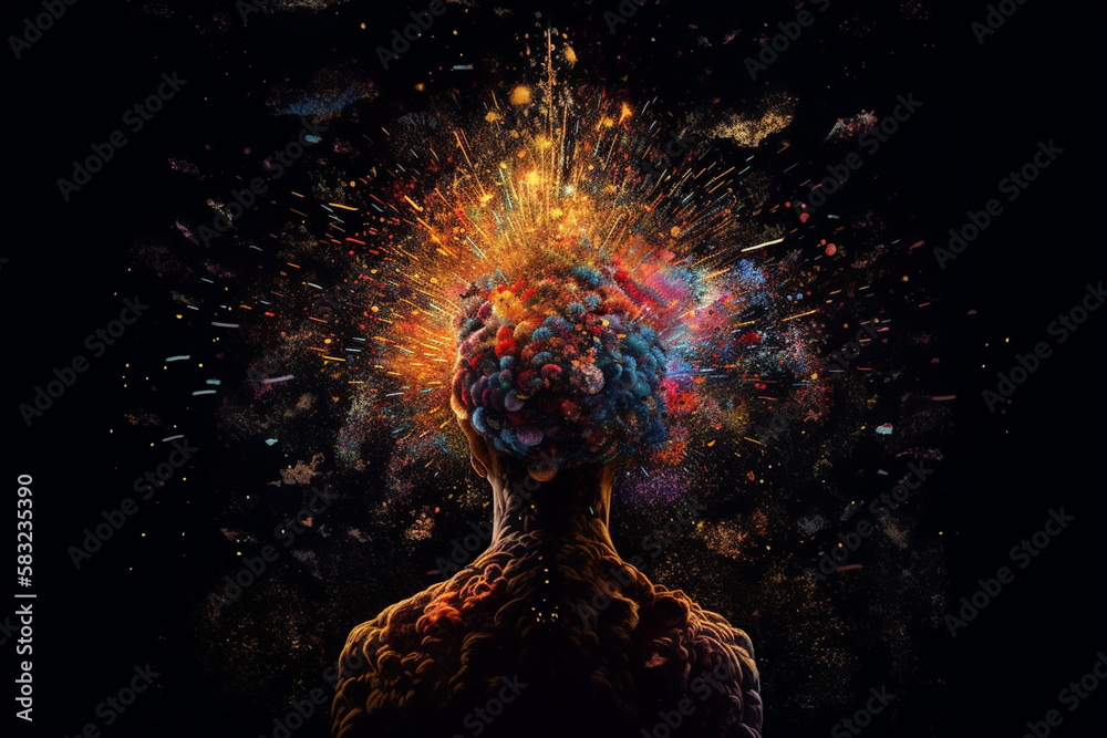 illustration of annual collective mind concept art, exploding mind ...