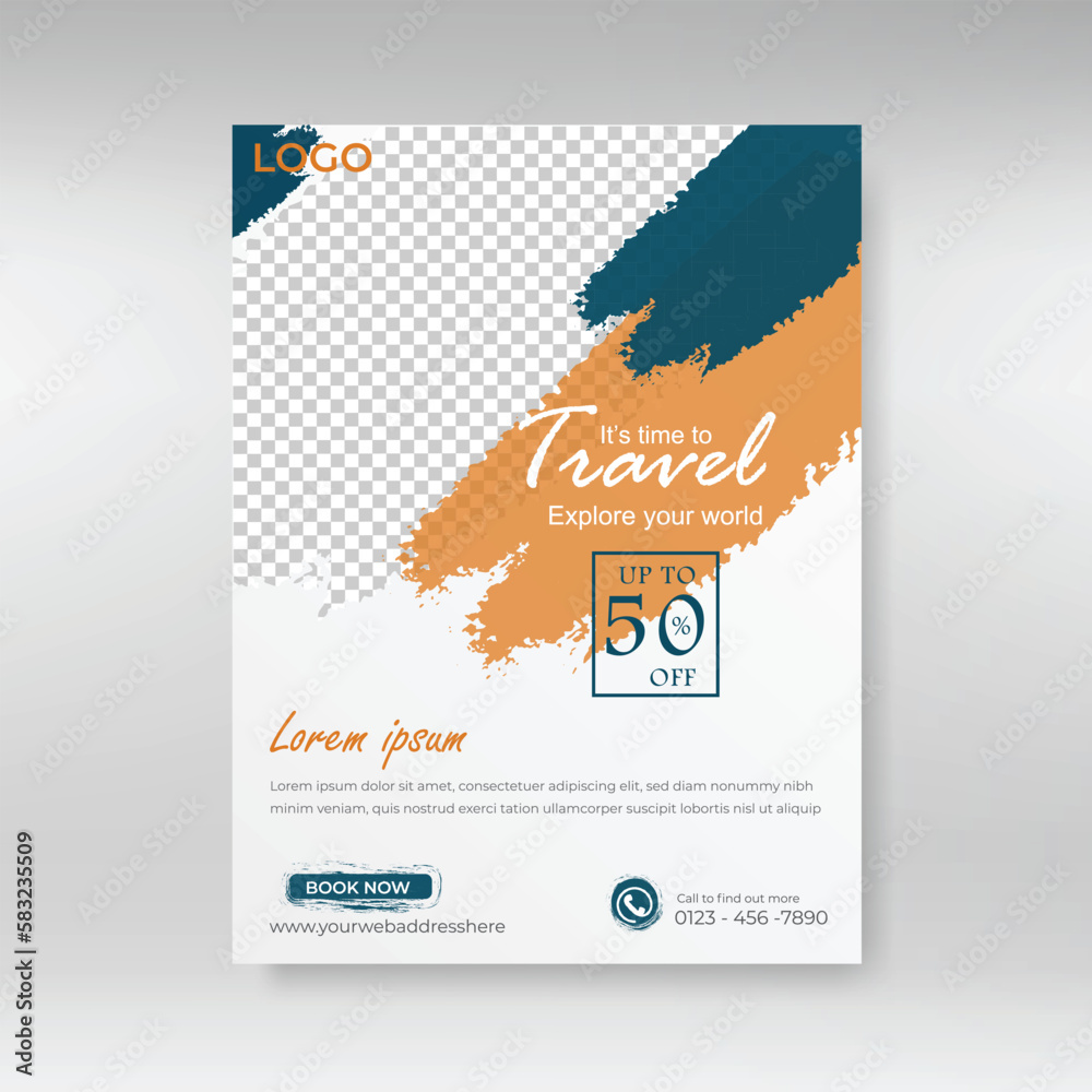 Travel flyer design for vacation tour agency. Summer travel and tourism ...