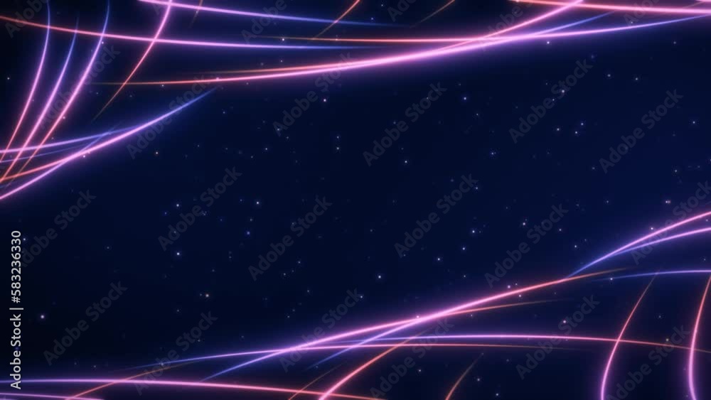 Animation loop technology multicolored light random lines wave ...