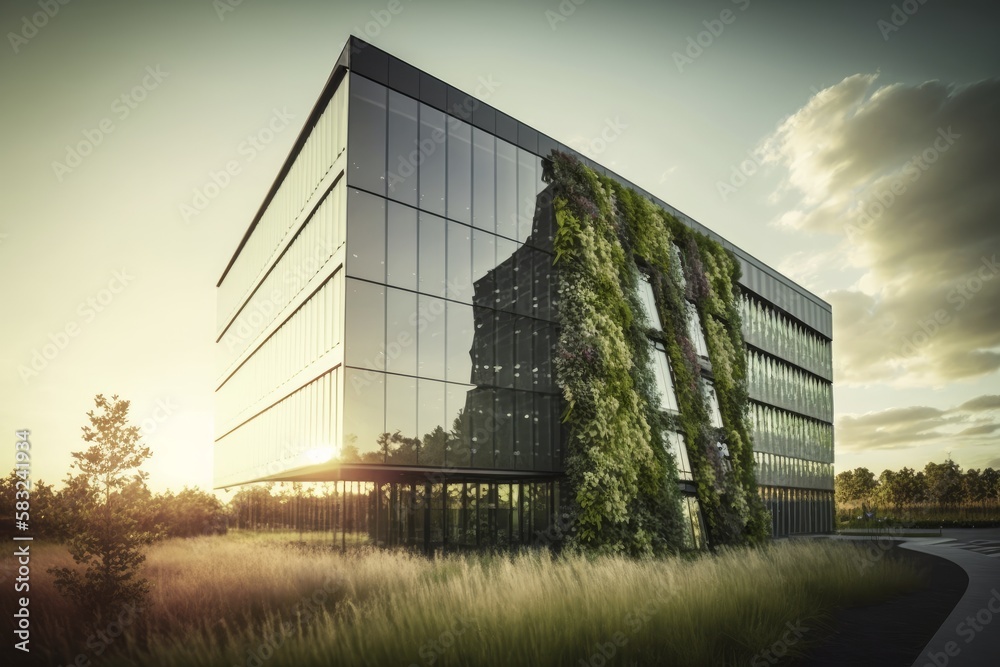 Poster Realistic & Highly Detailed Sustainable Office Building with ...