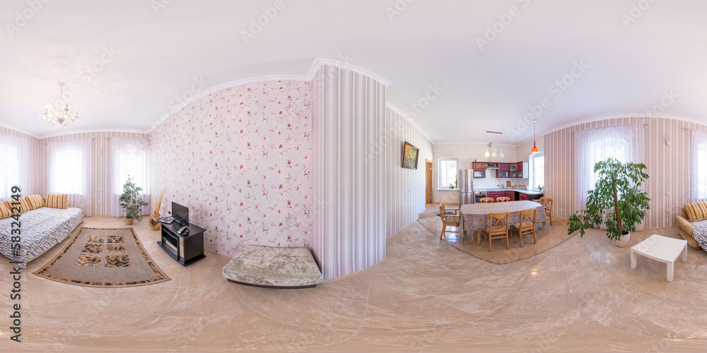 Full 360 hdri panorama view in bedroom room in luxury elite vip ...