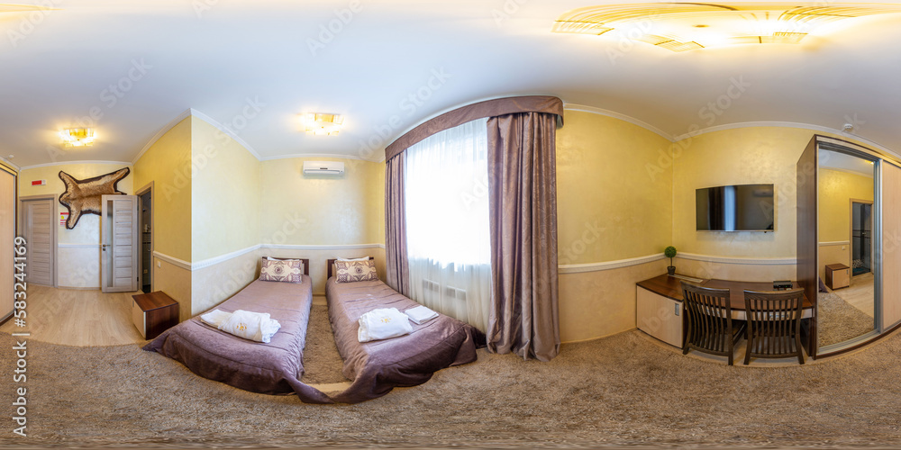 Full 360 hdri panorama view in bedroom room in luxury elite vip ...
