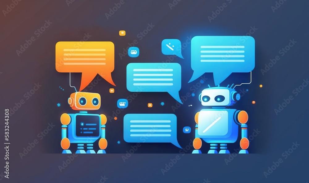 a group of chat bubbles with a robot in the middle of them and a robot ...