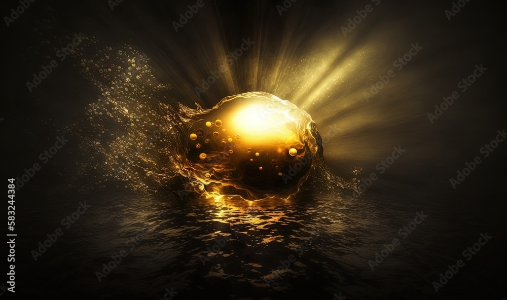 a ball of fire floating on top of a body of water in the middle of a ...