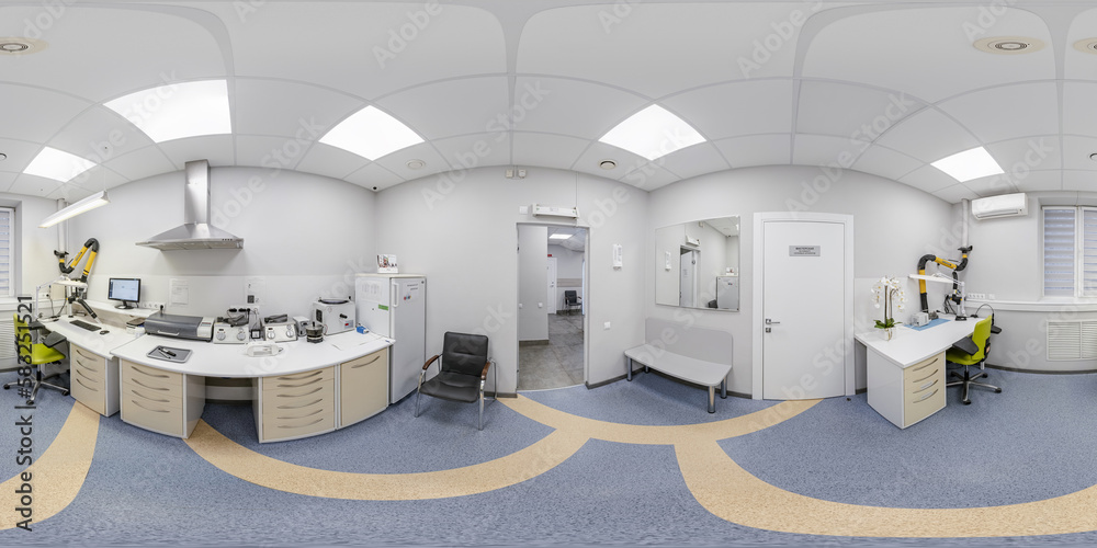 360 hdri panorama inside interior of modern research medical laboratory ...