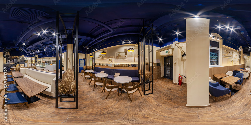 Spherical seamless hdr 360 panorama in interior of banquet hall with ...