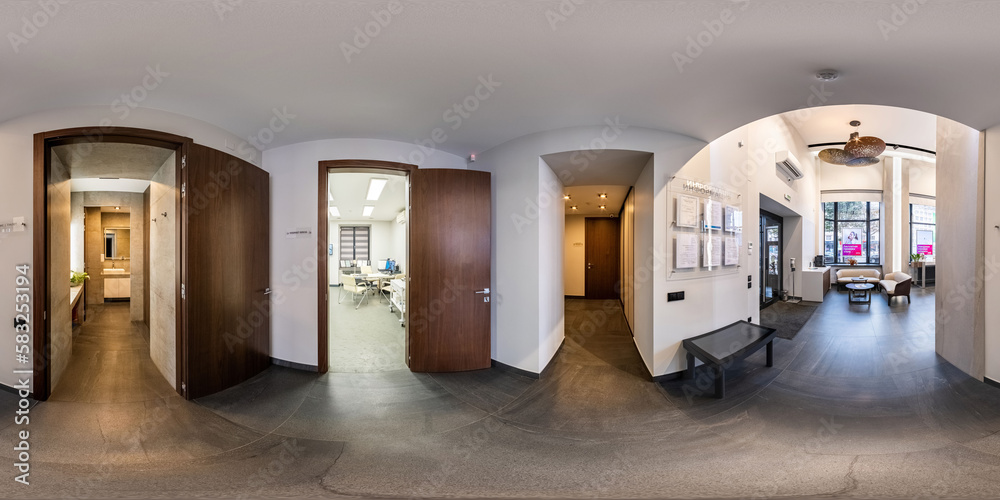 360 hdri panorama inside interior of modern research medical laboratory ...