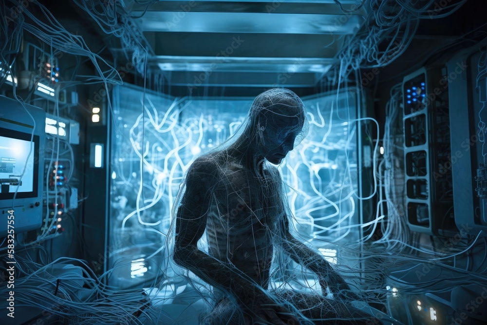 AI breaks out and infects man, AI becomes alive, created with ...