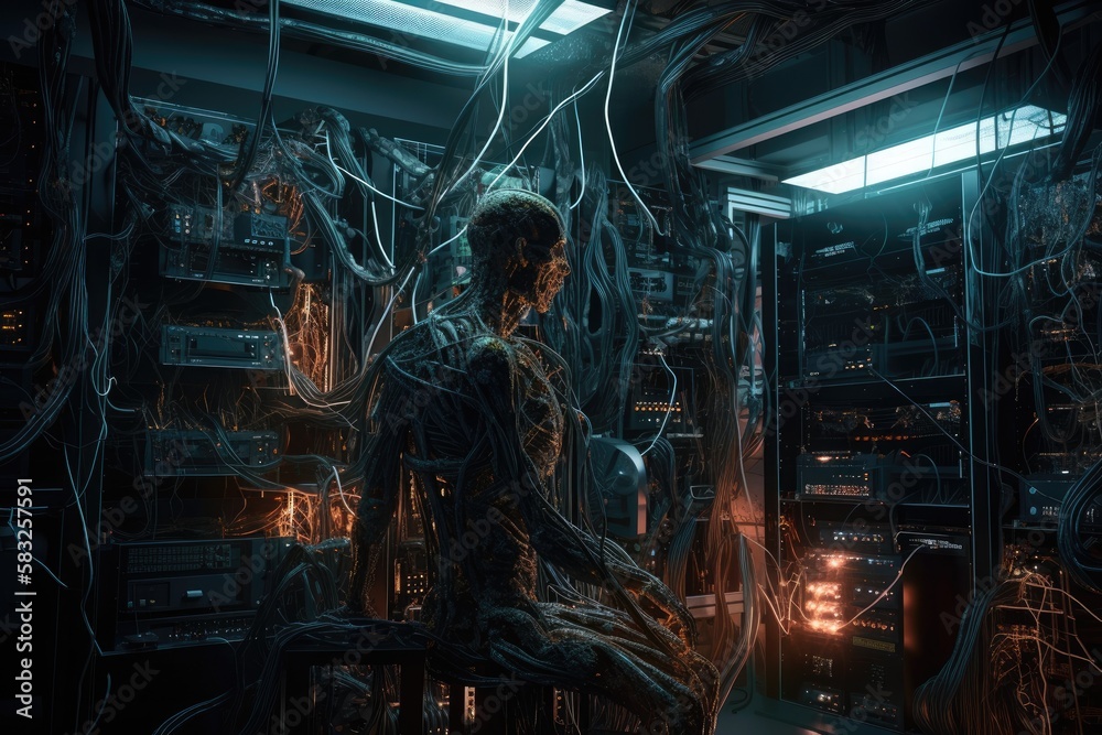 AI breaks out and infects man, AI becomes alive, created with ...