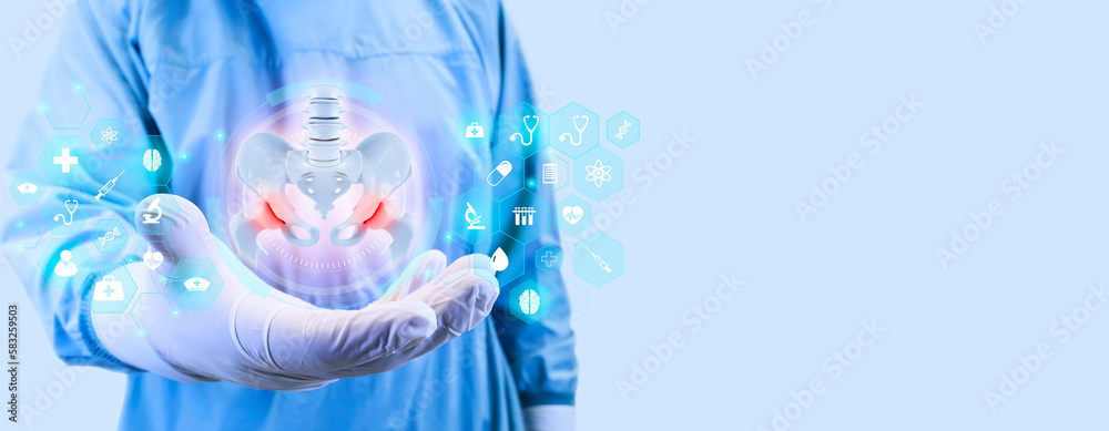 Pain in the cartilage joints, femoral head. Pelvis, degenerative hip ...