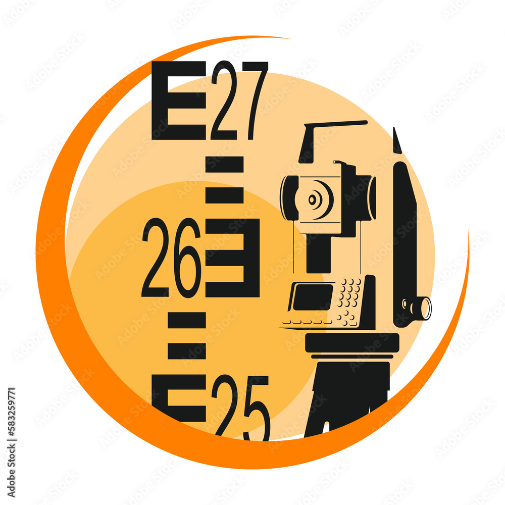 Geodetic measuring instrument, symbol of geodesy construction and ...