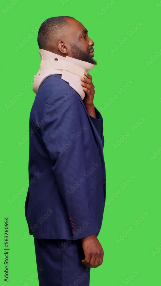 Vertical video: Profile of young adult with fracture using cervical ...