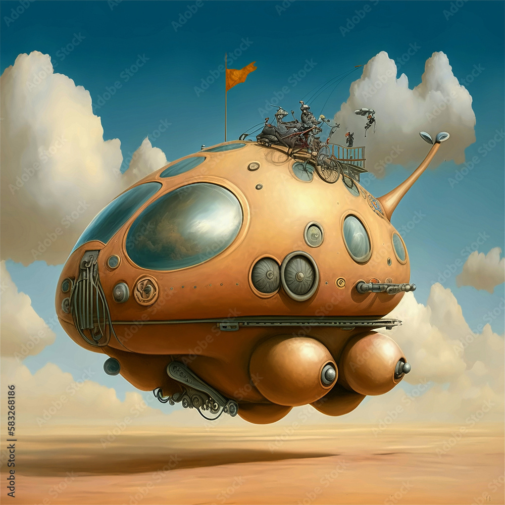 . A mechanical vehicle, an illustration of a surreal vehicle in the ...