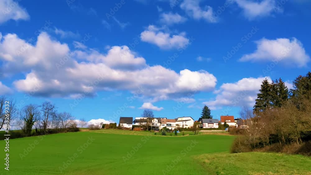 Panorama of a small typical German village surrounded by green ...