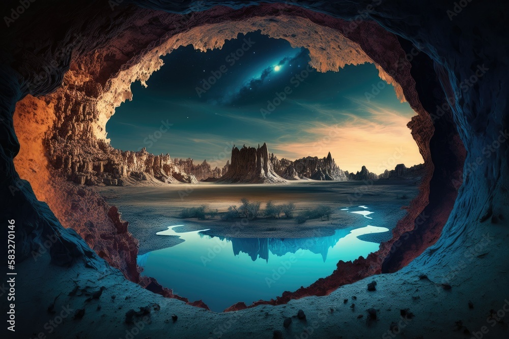"Otherworldly planet with vast underground cave system and sinkholes ...