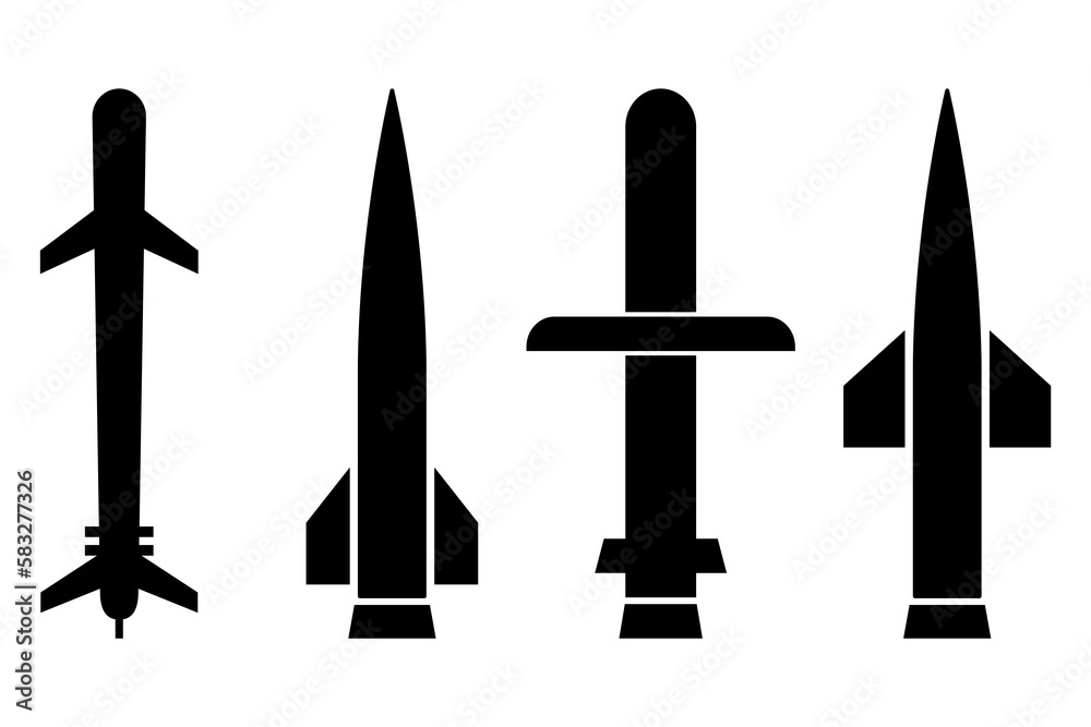 Missile vector collection. Cruise missile icon set. Stock Vector ...