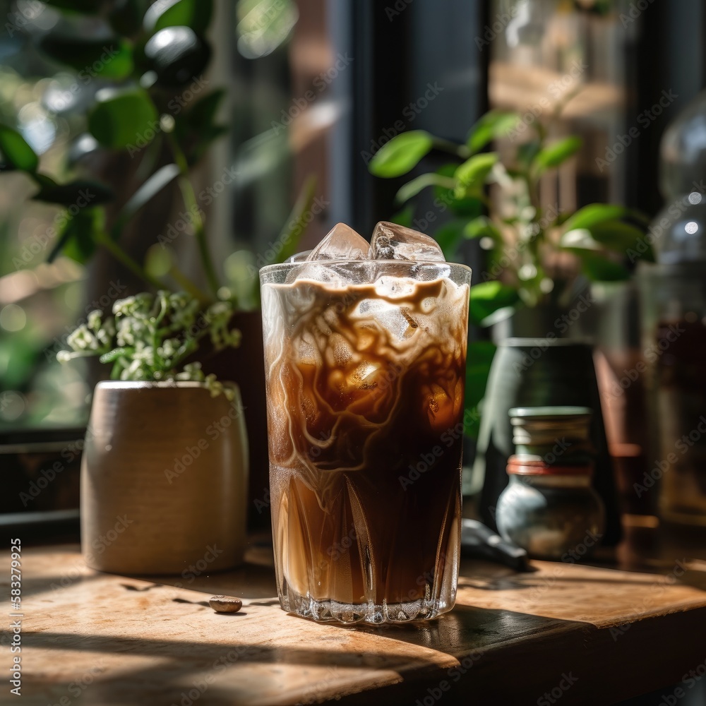 Indulge in a Tall and Creamy Glass of Iced Coffee, AI Generated Stock ...