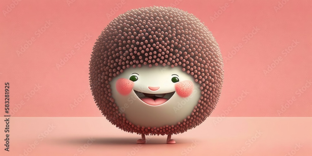 Happy smiling lychee face cartoon character, funny cute fruit sticker ...