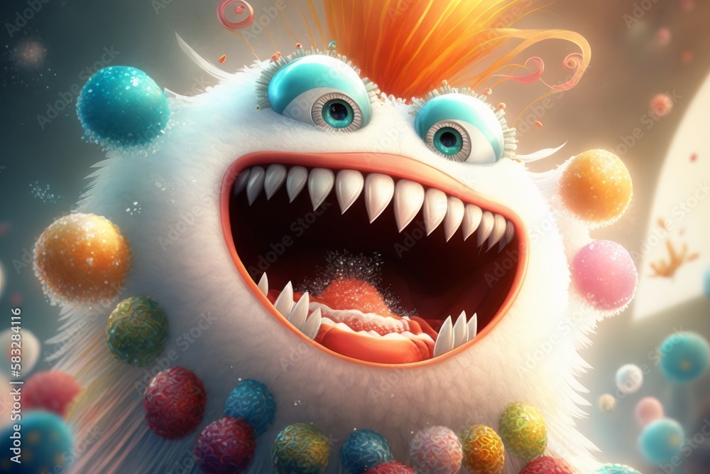 Meet the Super Happy Smiling Monster: A Fluffy Pixar-Style Character ...