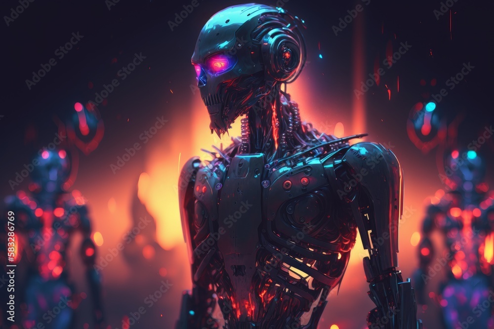 Dark Future Art: A High Detail Illustration of a Futuristic Robot ...