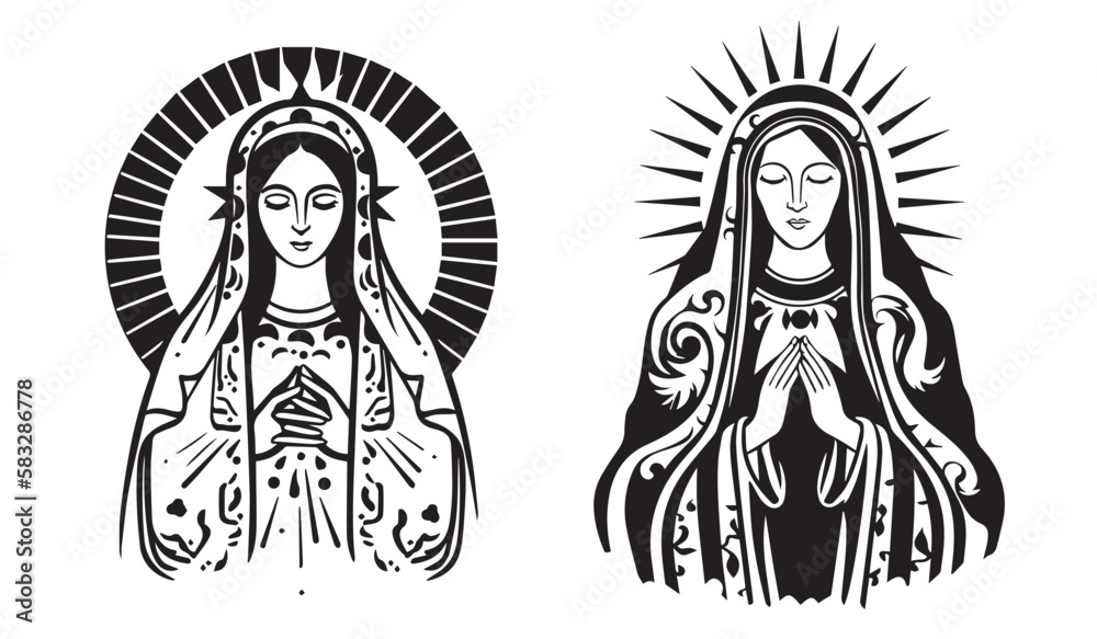 Virgin Mary Black And White Clip Art
