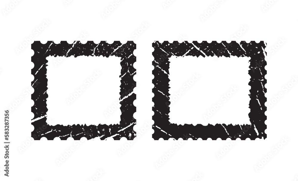 Empty old style stamp frame vector illustration set. Vintage black ...