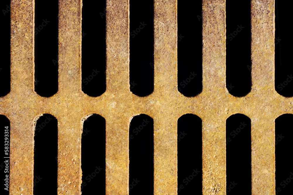 Metal drainage hole support beams pattern. Grunge industrial sewer ...